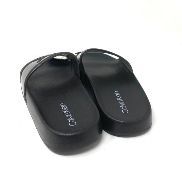 Calvin Klein | Shoes | Mega Salecalvin Klein Black Ck Logo Strap Slide ...